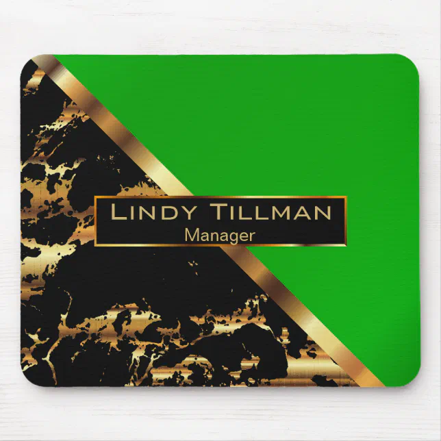 Lime Green, Black and Gold Marble Design Mouse Pad | Zazzle