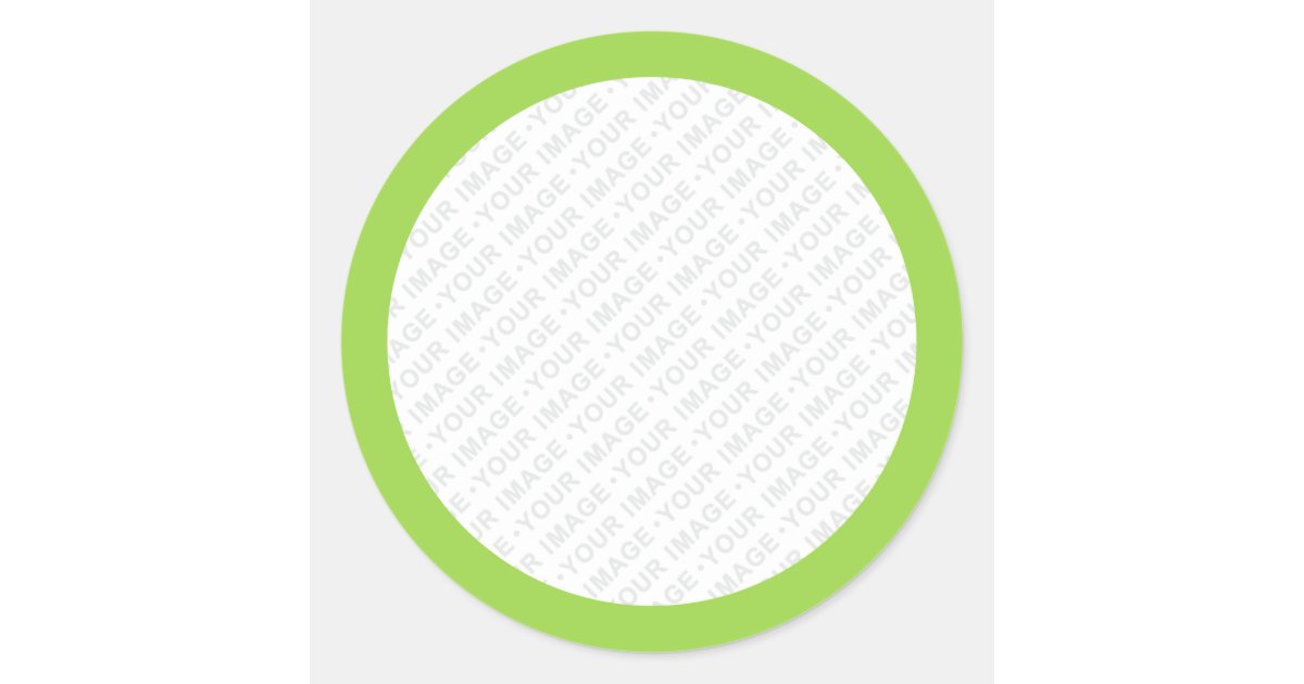 Lime green border custom image round stickers | Zazzle