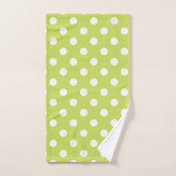 Lime Green Chartreuse & White Polka Dots Dot Bath Towel Set | Zazzle