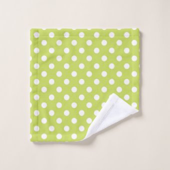 Lime Green Chartreuse & White Polka Dots Dot Bath Towel Set | Zazzle