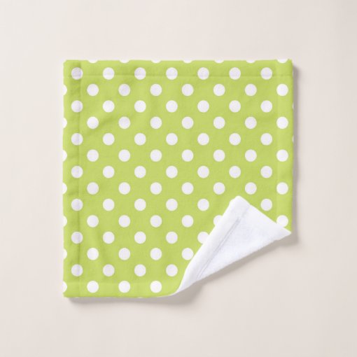 Lime Green Chartreuse & White Polka Dots Dot Bath Towel Set | Zazzle