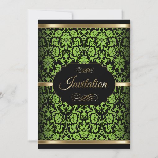 Lime Green Damask Party Celebration | DIY Text Invitation | Zazzle
