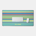 Lime Green Dark Blue Orange Sunny Yellow Stripes Desk Mat | Zazzle