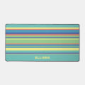 Lime Green Dark Blue Orange Sunny Yellow Stripes Desk Mat | Zazzle