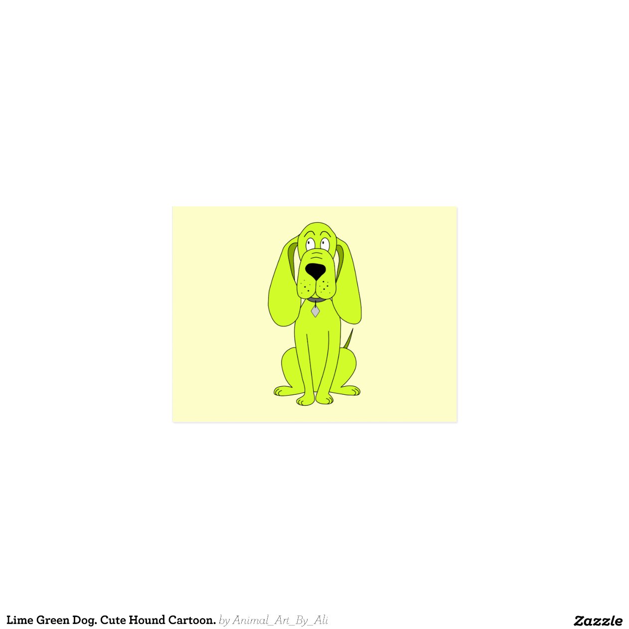 Lime Green Dog. Cute Hound Cartoon. Postcard | Zazzle