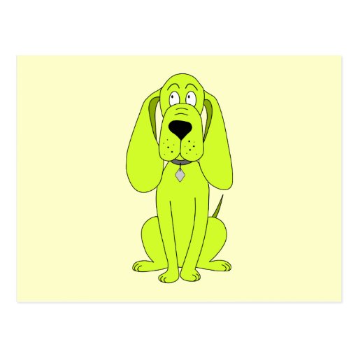 Lime Green Dog. Cute Hound Cartoon. Postcard | Zazzle