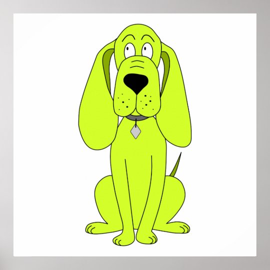 Lime Green Dog. Cute Hound Cartoon. Poster | Zazzle.com