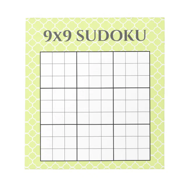 Lime Green Geometric 9x9 Sudoku Grid Template Notepad | Zazzle