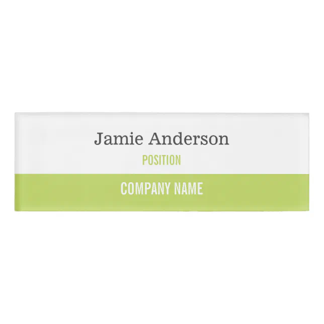 Lime Green & Gray Professional Name Tag | Zazzle