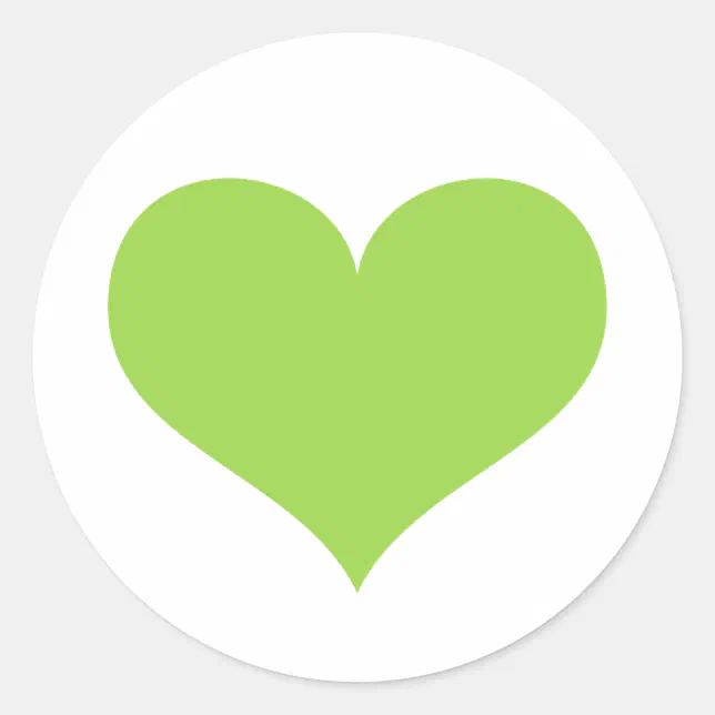 Lime green heart love or Valentines day Classic Round Sticker | Zazzle
