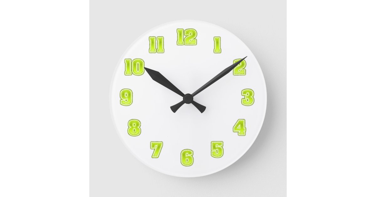 Lime Green in Yellow Clock Template | Zazzle