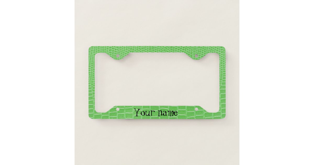 Lime Green Lizard Skin Look Add Your Name License Plate Frame | Zazzle