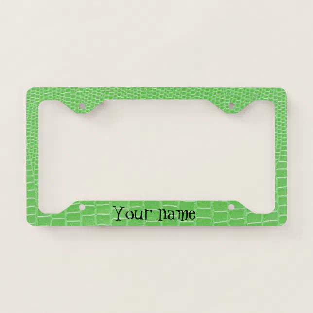 Lime Green Lizard Skin Look Add Your Name License Plate Frame | Zazzle