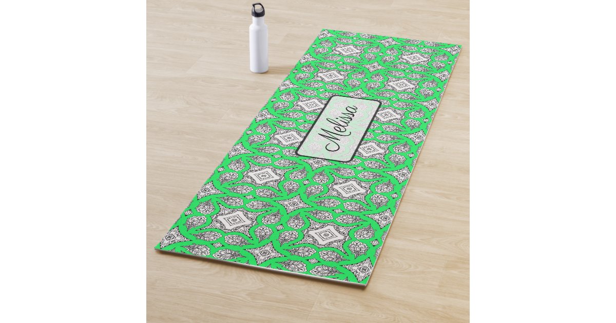 Lime Green Mandala Personalized Yoga Mat | Zazzle