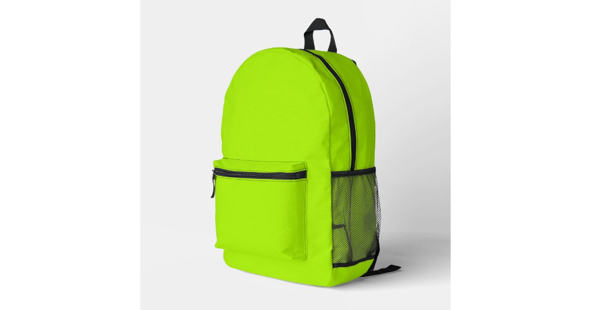 Lime Green Neon solid color Printed Backpack | Zazzle
