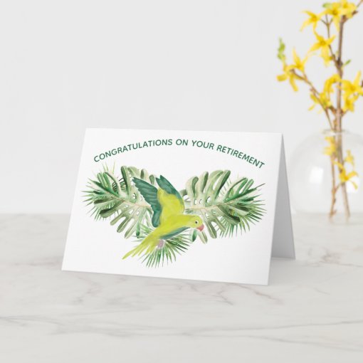 Lime Green Parrot Happy Retirement Greeting Card | Zazzle
