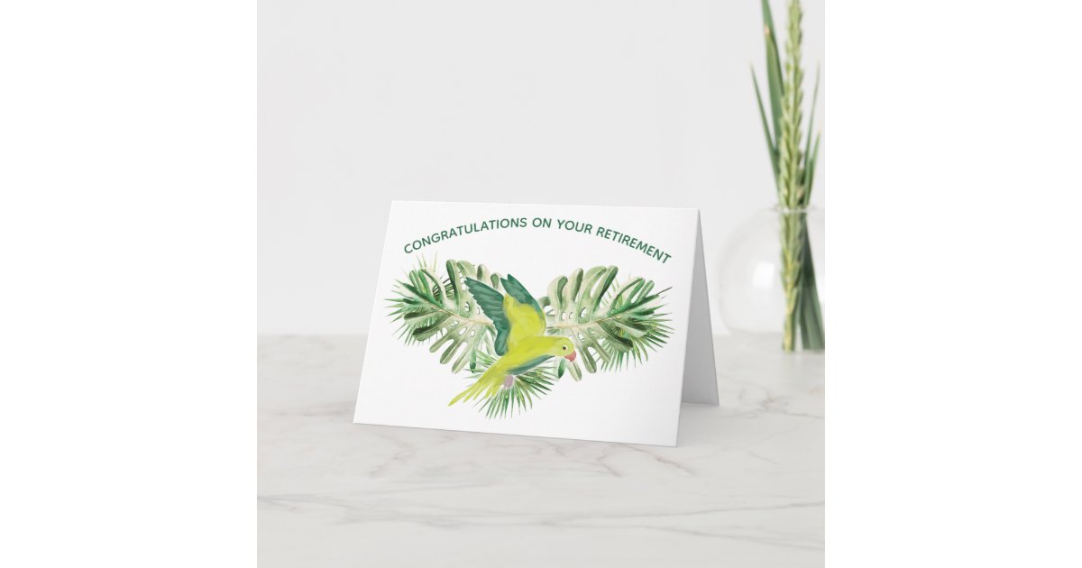 Lime Green Parrot Happy Retirement Greeting Card | Zazzle