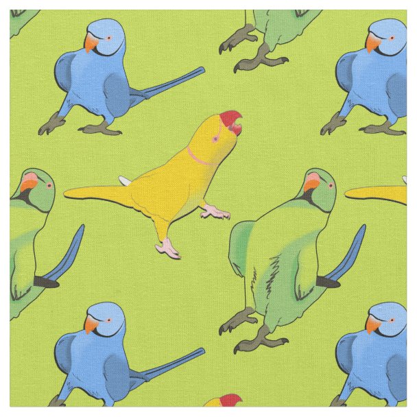 Green Parrot Pattern Fabric | Zazzle