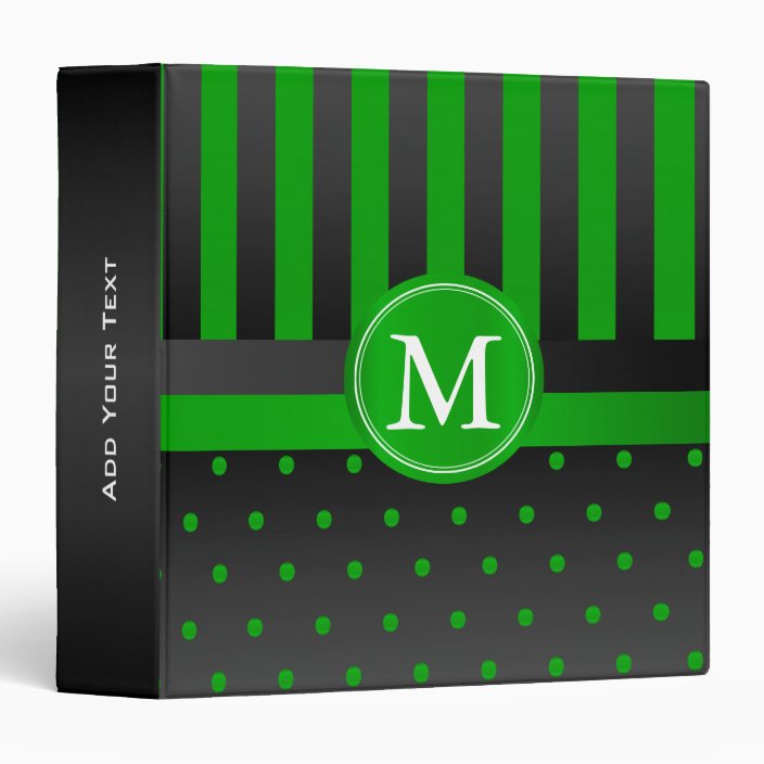 Lime Green Polka Dots and Black Stripes 3 Ring Binder | Zazzle.com