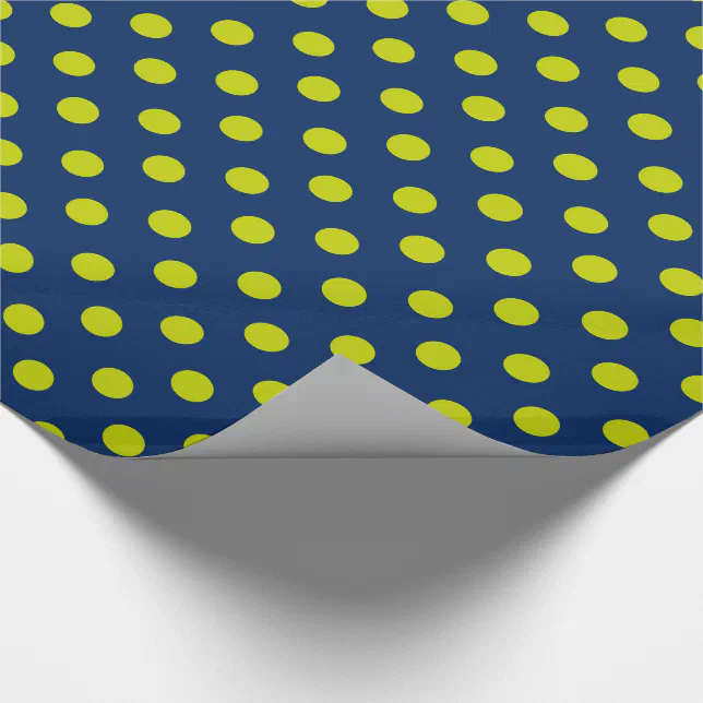 Lime Green Polka Dots on Navy Blue Wrapping Paper | Zazzle