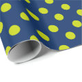Lime Green Polka Dots on Navy Blue Wrapping Paper | Zazzle