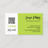 Lime Green QR Code Photo Social Media Icons Business Card | Zazzle