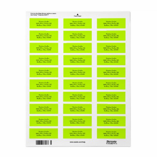 Lime Green Simple Plain Return Address Labels | Zazzle