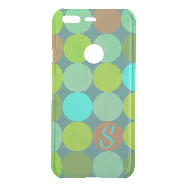 Lime Green Teal Turquoise & Rust Circles Monogram Uncommon Google Pixel ...