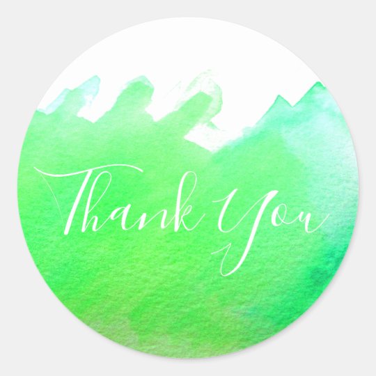 Lime green Watercolor art Thank You Classic Round Sticker | Zazzle.com