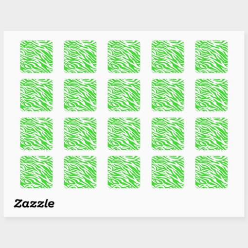 Lime Green White Zebra Stripes Wild Animal Prints Square Sticker | Zazzle