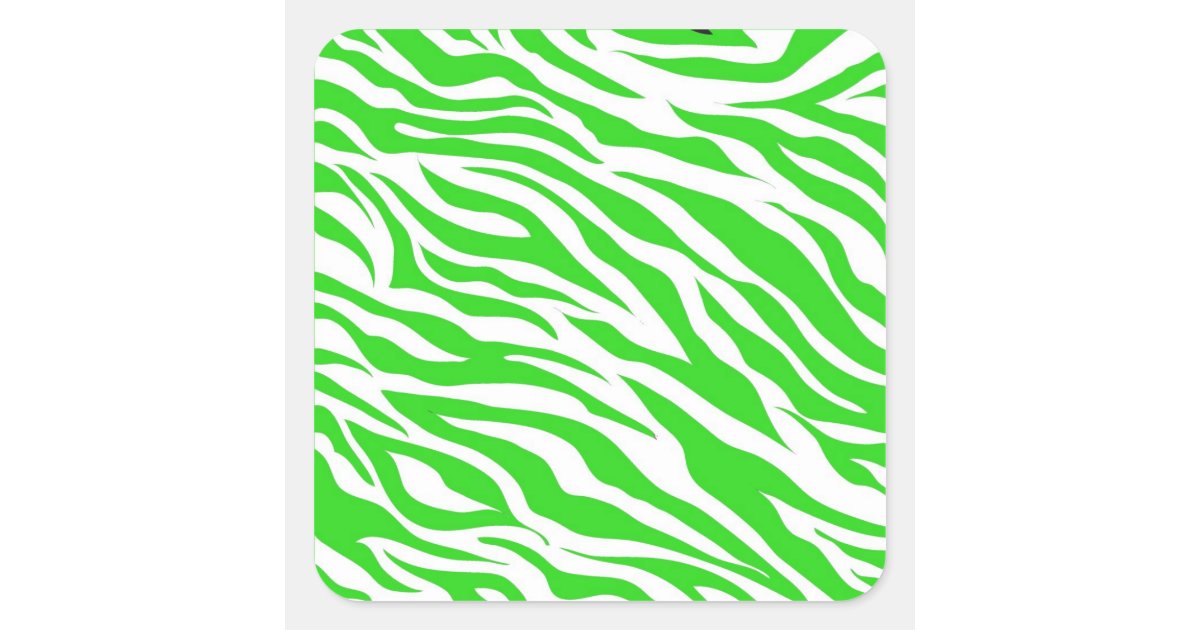 Lime Green White Zebra Stripes Wild Animal Prints Square Sticker | Zazzle