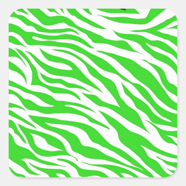 Lime Green White Zebra Stripes Wild Animal Prints Square Sticker | Zazzle