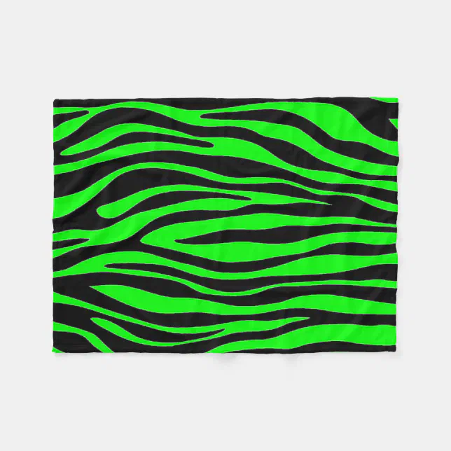 Lime Green Zebra Fleece Blanket | Zazzle