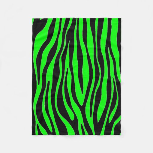 Lime Green Zebra Fleece Blanket | Zazzle