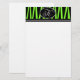 Lime Green Zebra Stripes Monogrammed Stationery | Zazzle