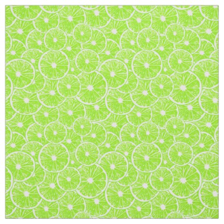 Lime Fruit Slices Pattern Fabric | Zazzle