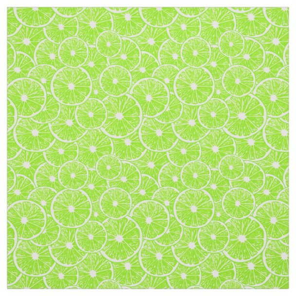 Lime Fruit Slices Pattern Fabric | Zazzle