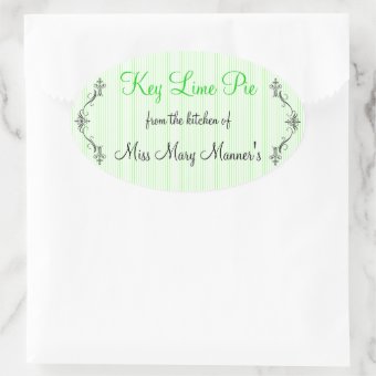 Lime Stripes Homemade Oval Sticker | Zazzle