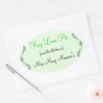 Lime Stripes Homemade Oval Sticker | Zazzle