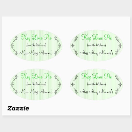 Lime Stripes Homemade Oval Sticker | Zazzle
