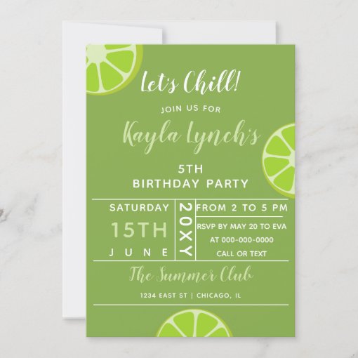 Lime summer party invitation | Zazzle