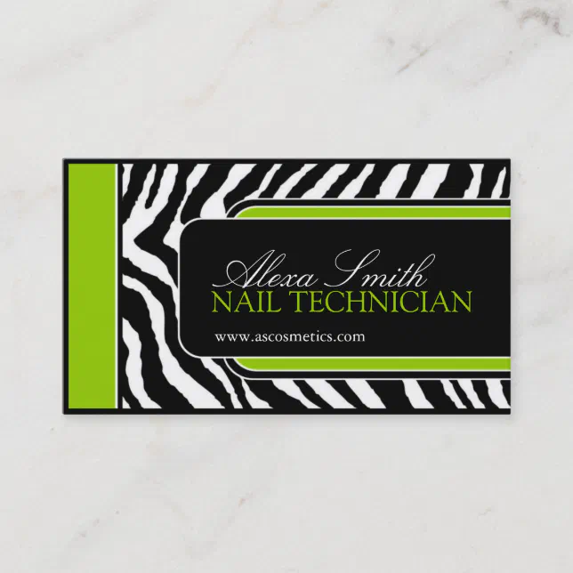 Lime Zebra Print Business Card | Zazzle