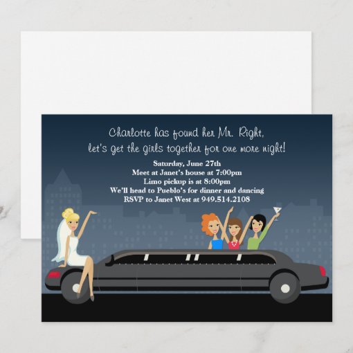 Limo Bachelorette Party Invitation | Zazzle