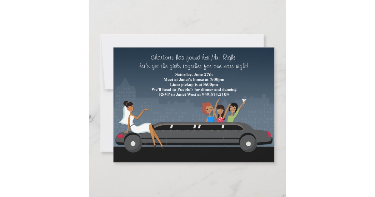 Limo Bachelorette Party Invitation | Zazzle