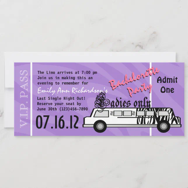 Limo Bachelorette Party Invitation | Zazzle