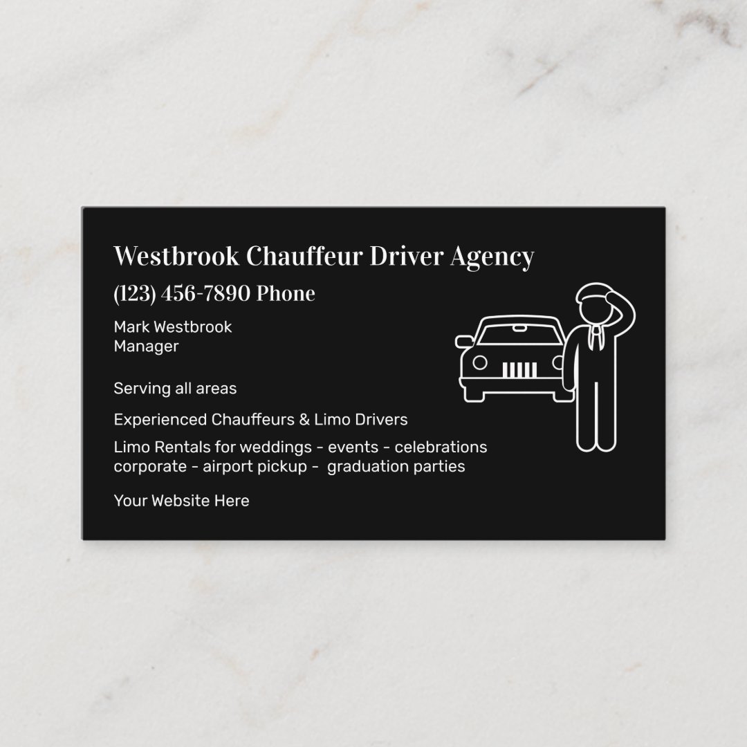 Limo Driver And Chauffeur Service Business Card | Zazzle