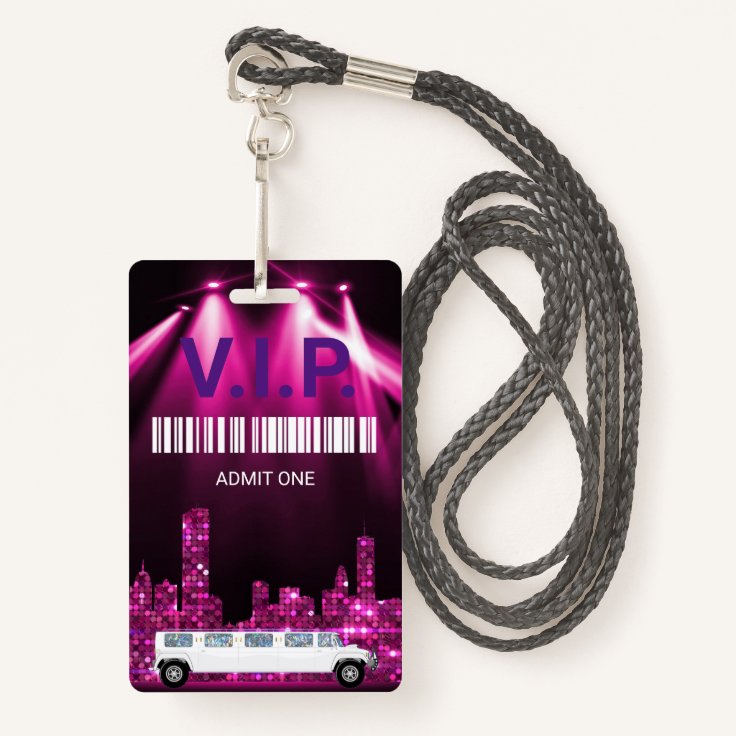 Limo Pass Party Pass, VIP, Invitation, glitter Badge | Zazzle