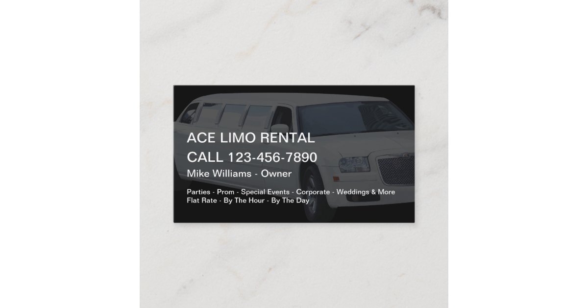 Limo Rental Services Business Card | Zazzle