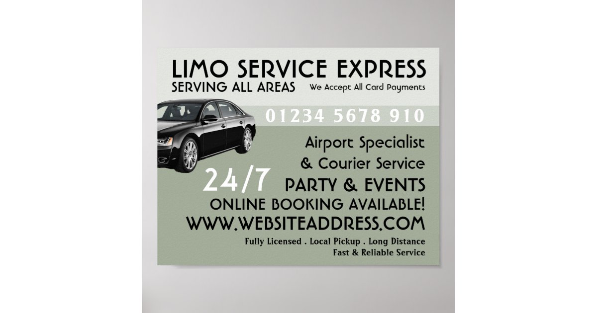 Limo Taxi Service Advertising Poster | Zazzle