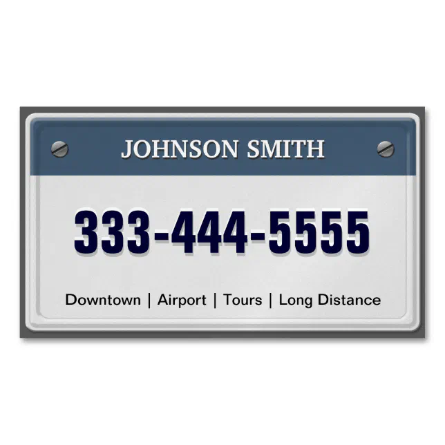 Limo & Taxi Service - Cool Licensed Plate Magnetic Business Card | Zazzle
